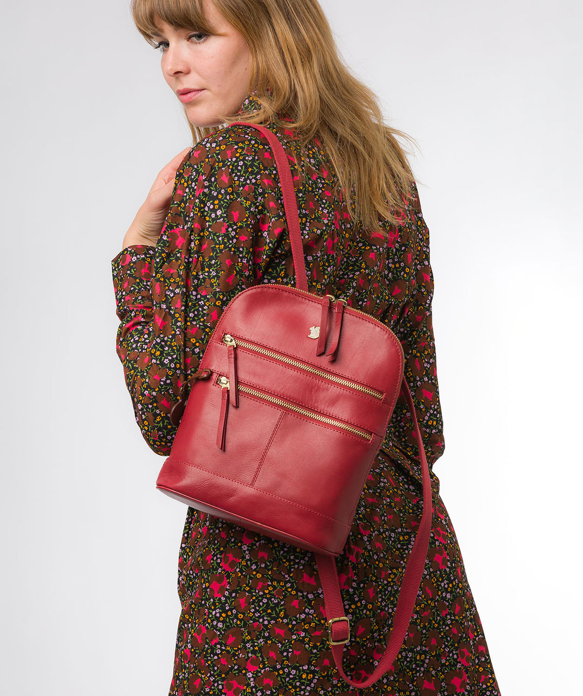 Red Leather Backpack 'Francisca' by Conkca London