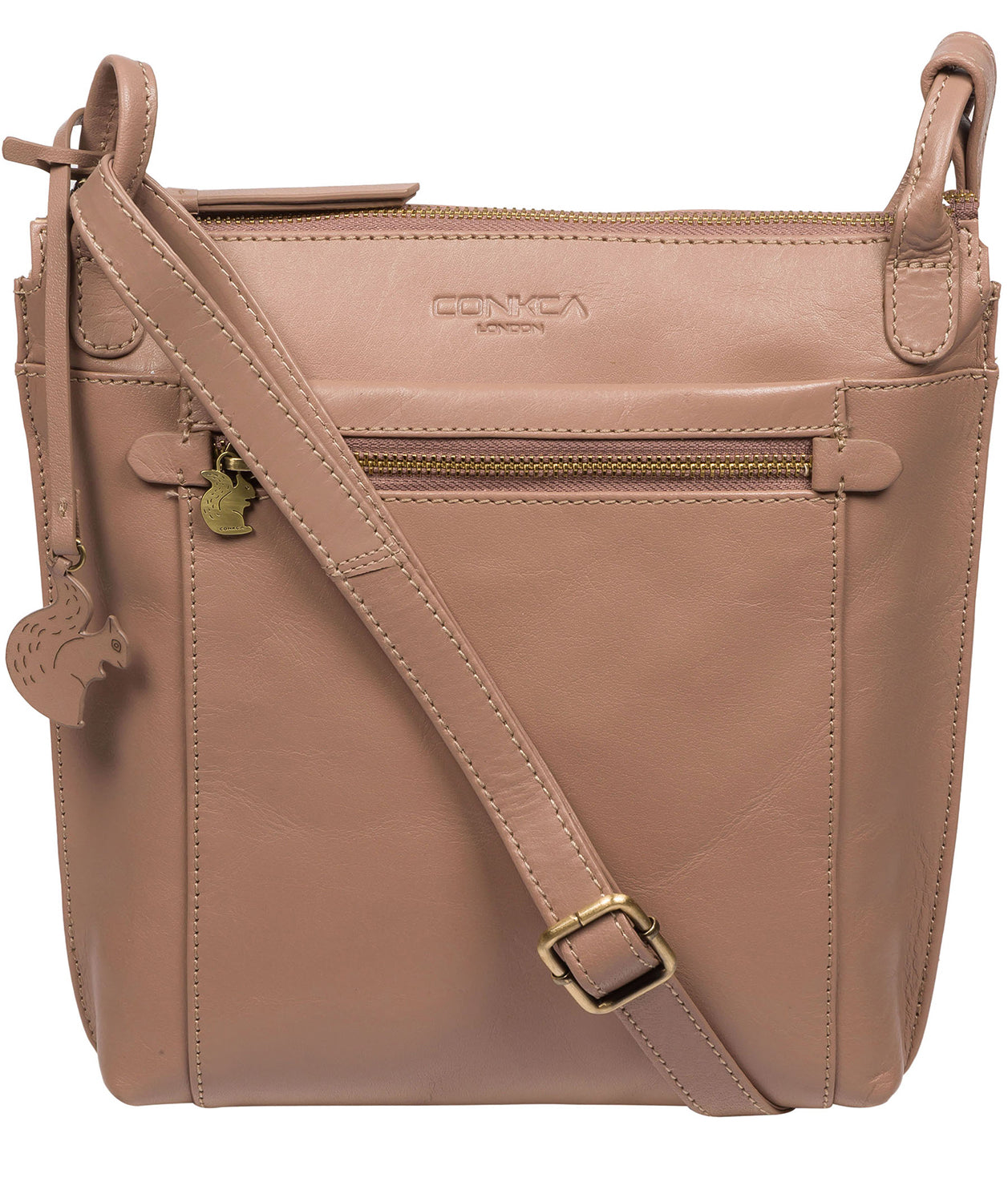 Neutral Leather Crossbody Bag 'Rego' by Conkca London