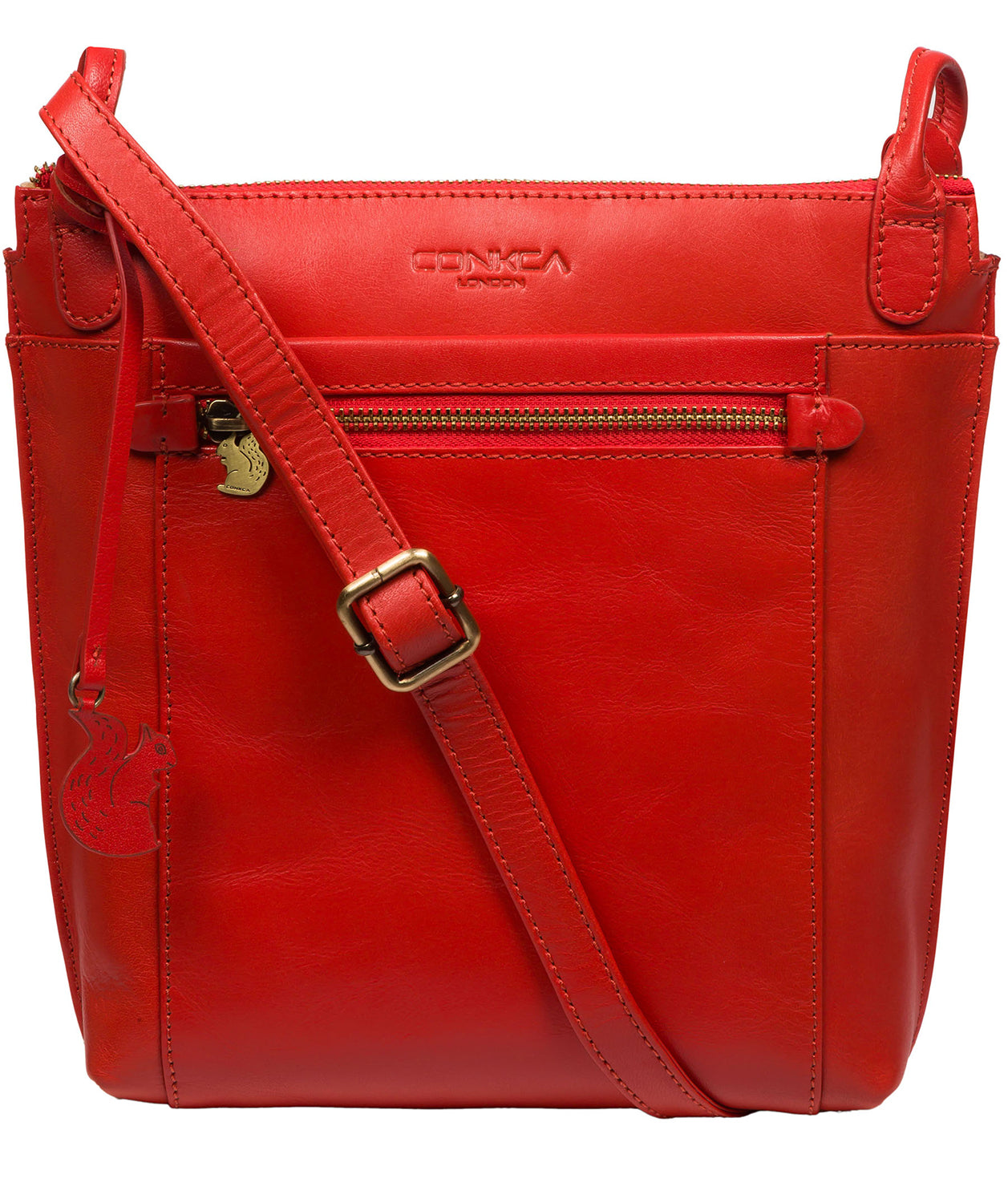 Orange Leather Crossbody Bag 'Rego' by Conkca London