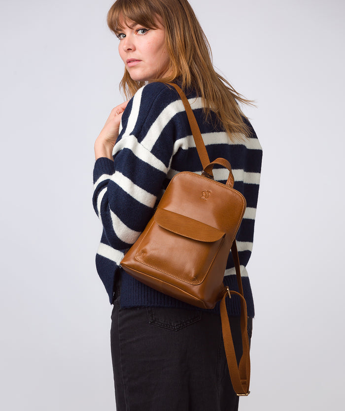 Tan Leather Backpack 'Kerrie' by Conkca London