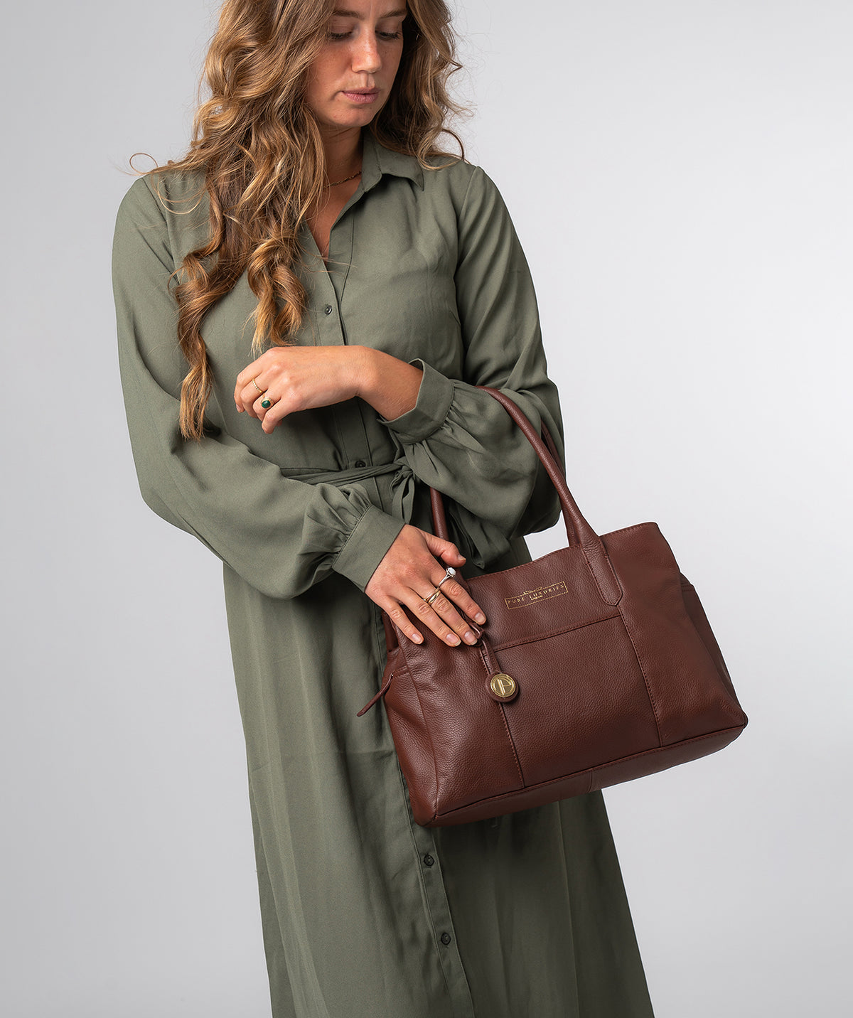 Chestnut Leather Handbag 'Chatham' by Pure Luxuries
