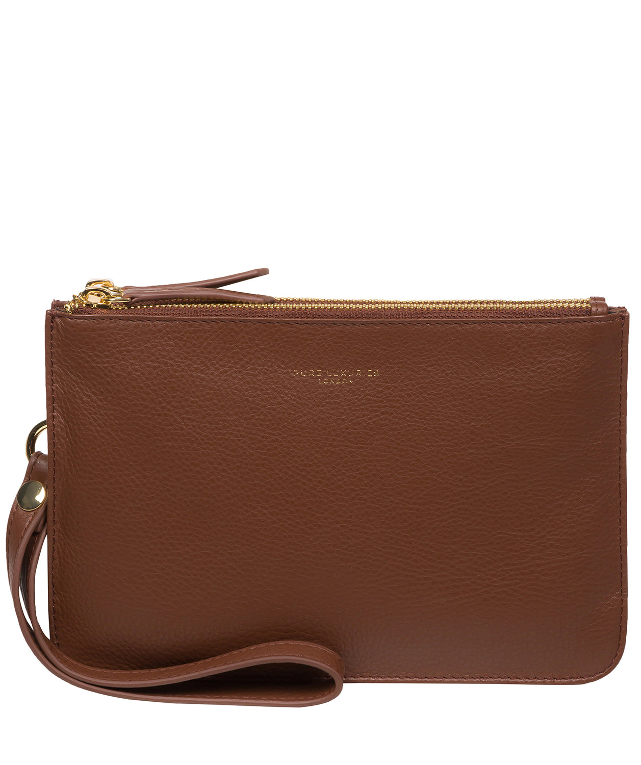 Pure Luxuries Nappa Leather Clutch Bag Addison Dark Tan