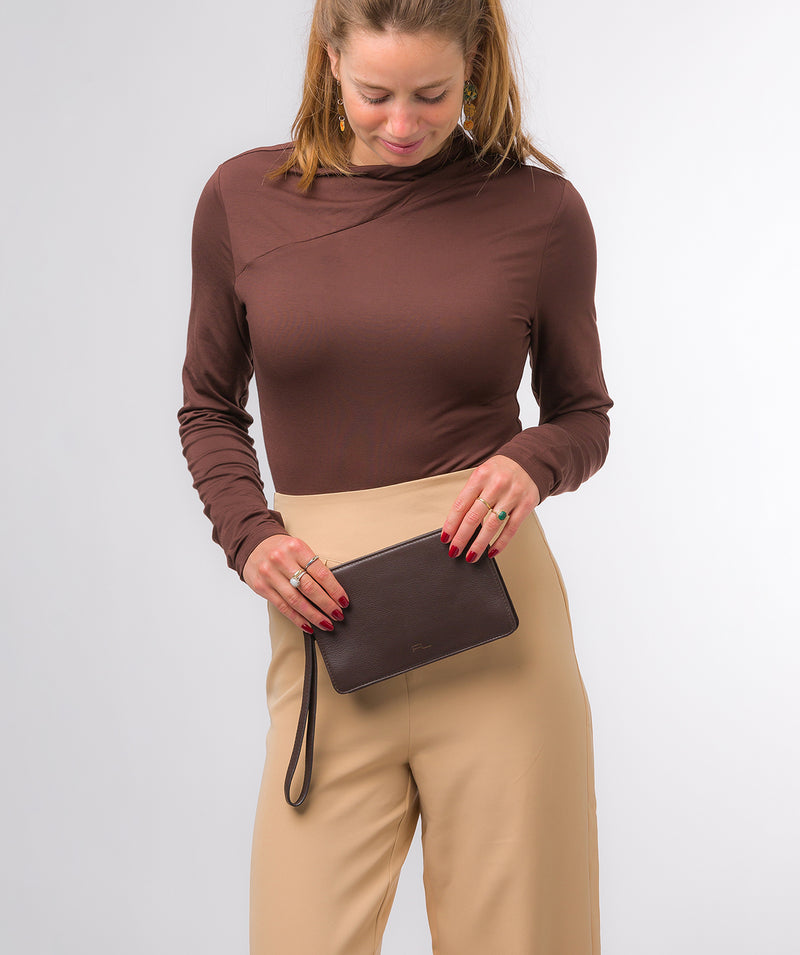 'Layla' Hot Fudge Nappa Leather Grab Clutch Bag Pure Luxuries London