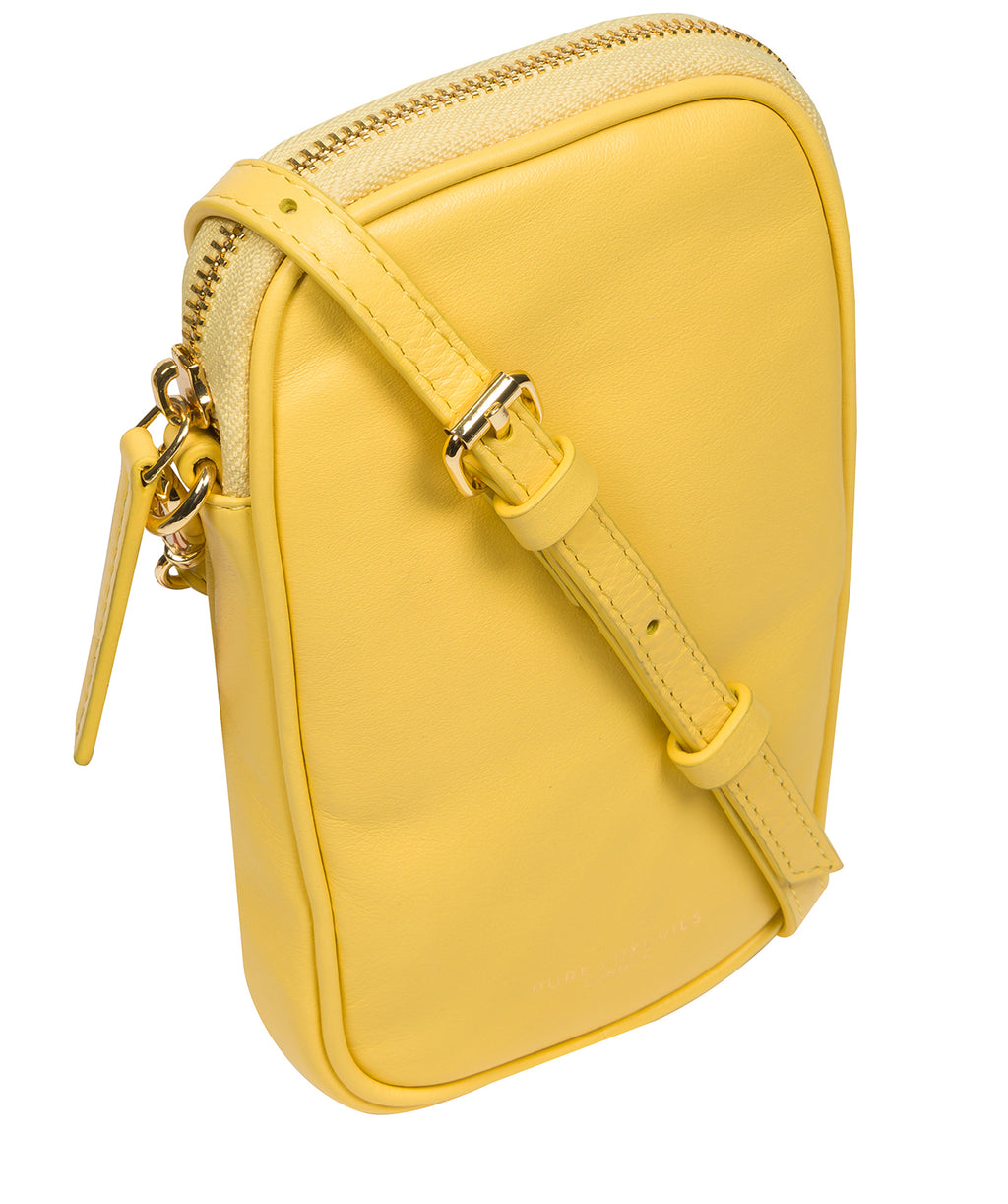 'Alaina' Lemon Drop Nappa Leather Cross Body Phone Bag Pure Luxuries London
