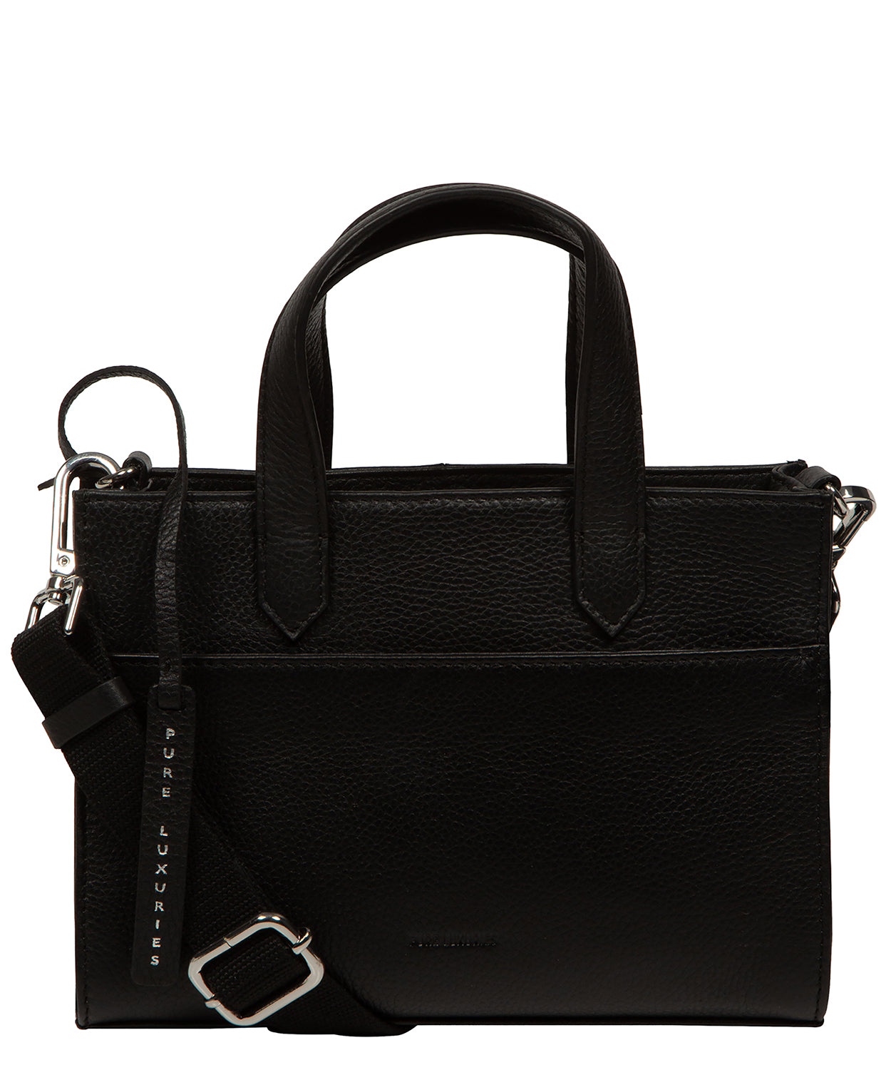 Pure Luxuries Black Leather Crossbody Mini Grab Bag