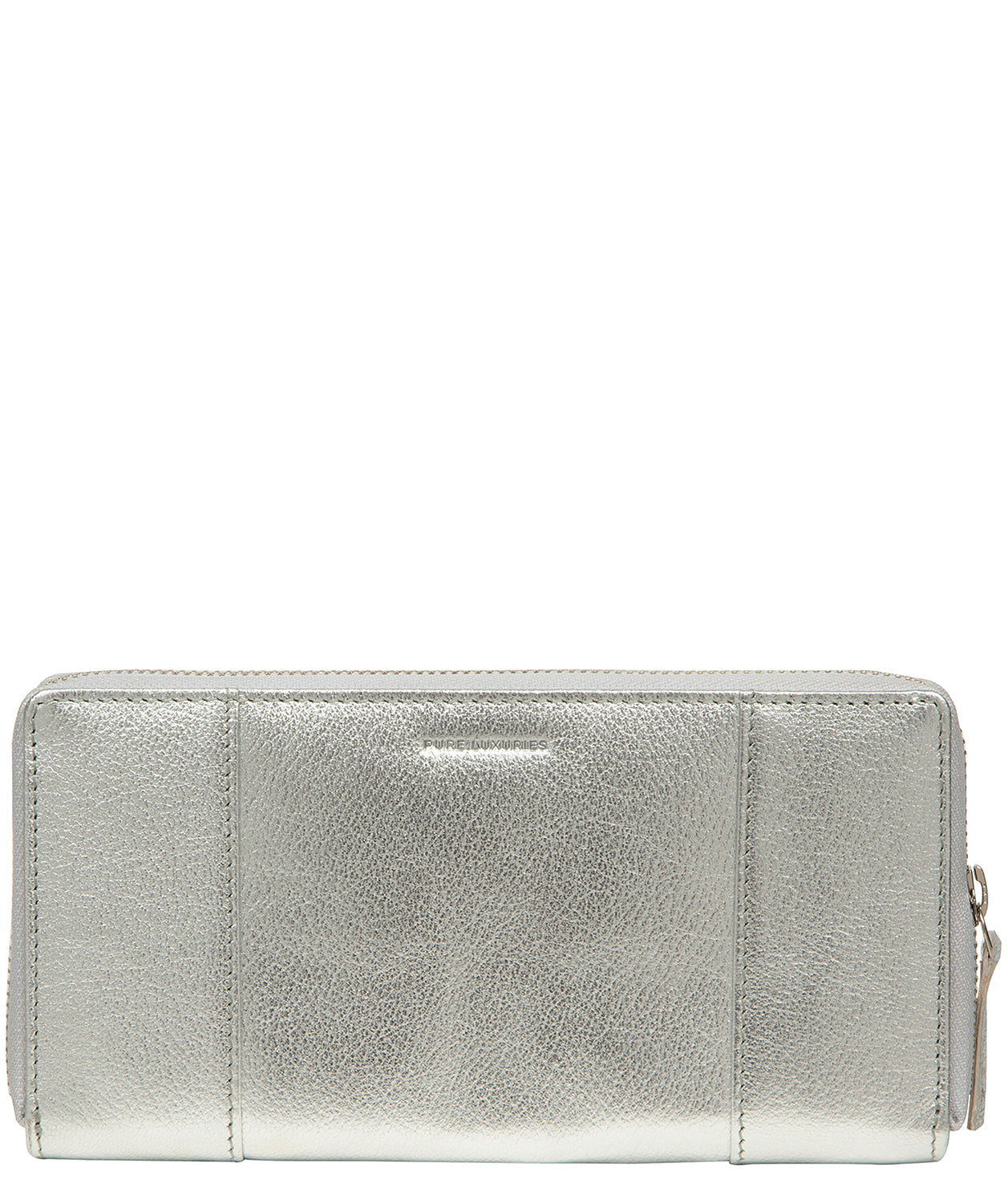 'April' Metallic Silver Leather Purse