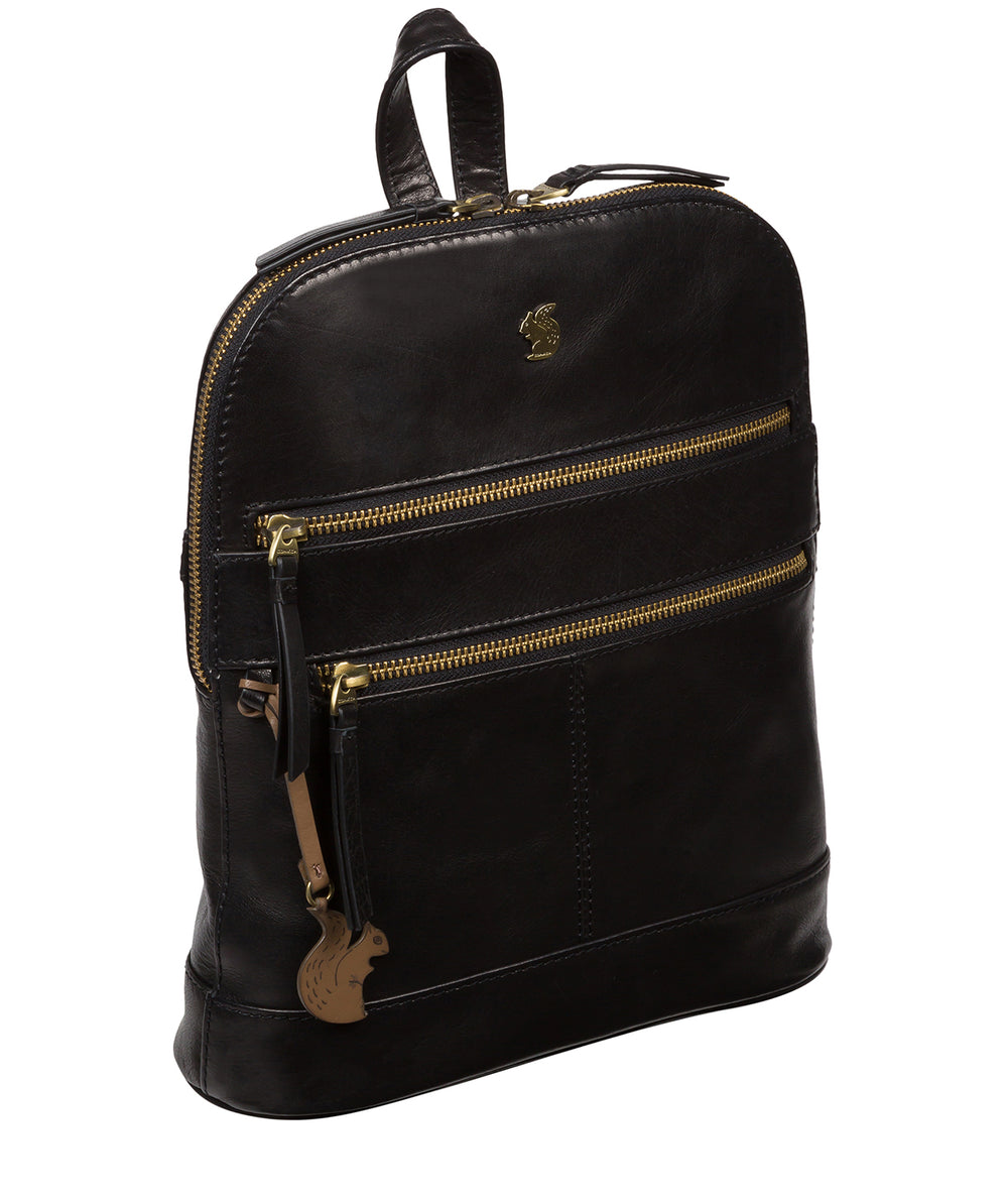 Conkca London Black Leather Backpack Francisca