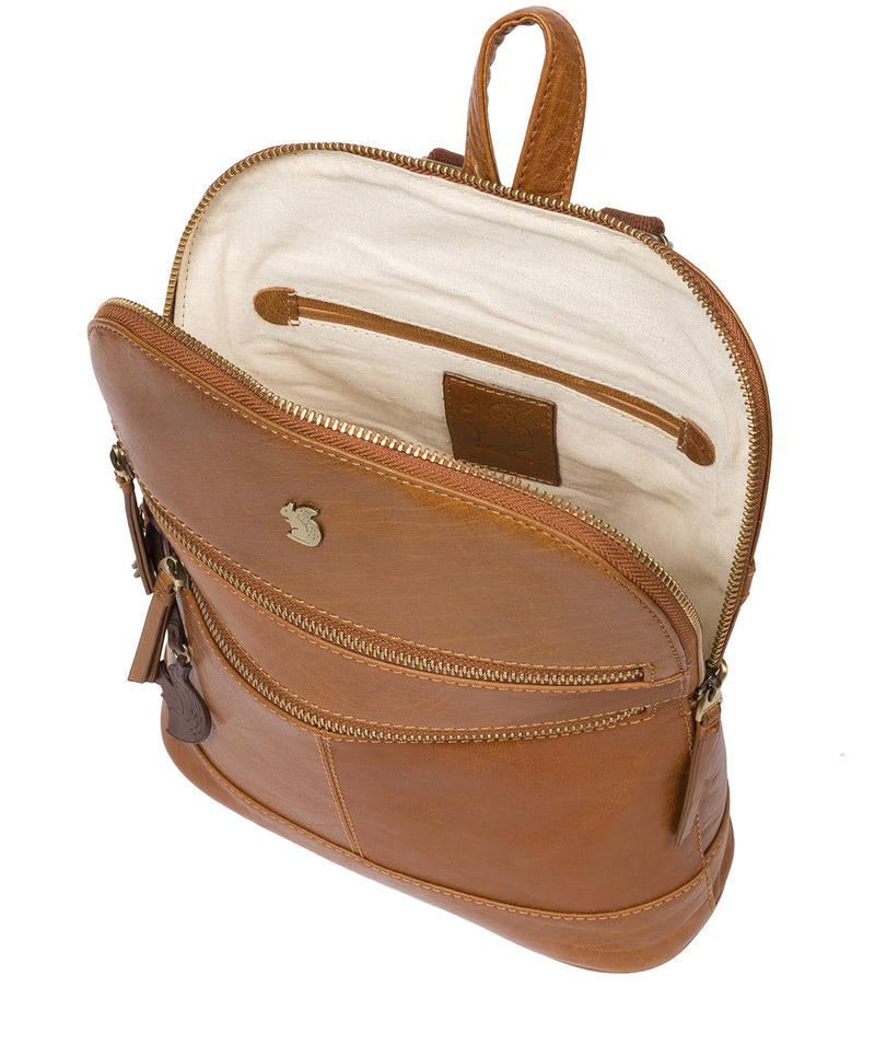 Conkca London Vegetable-Tanned Leather Backpack Dark Tan