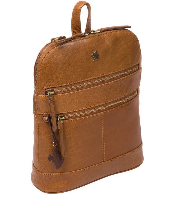 Conkca London Vegetable-Tanned Leather Backpack Dark Tan