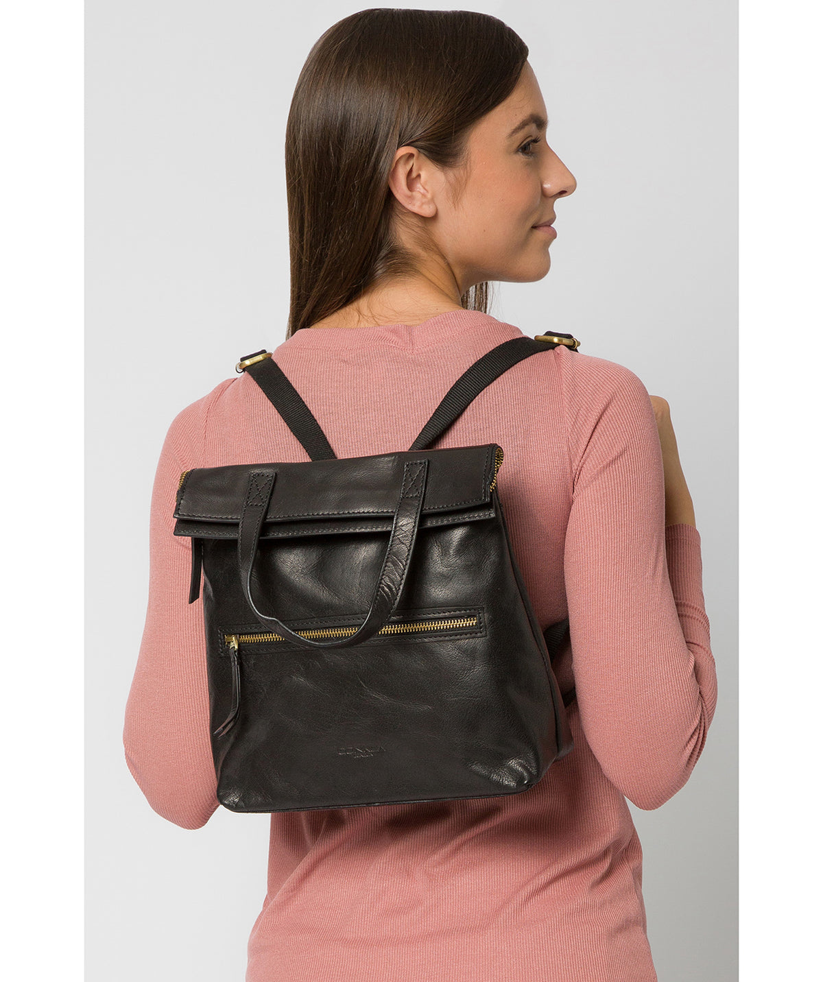 Black Leather Backpack 'Anoushka' by Conkca London