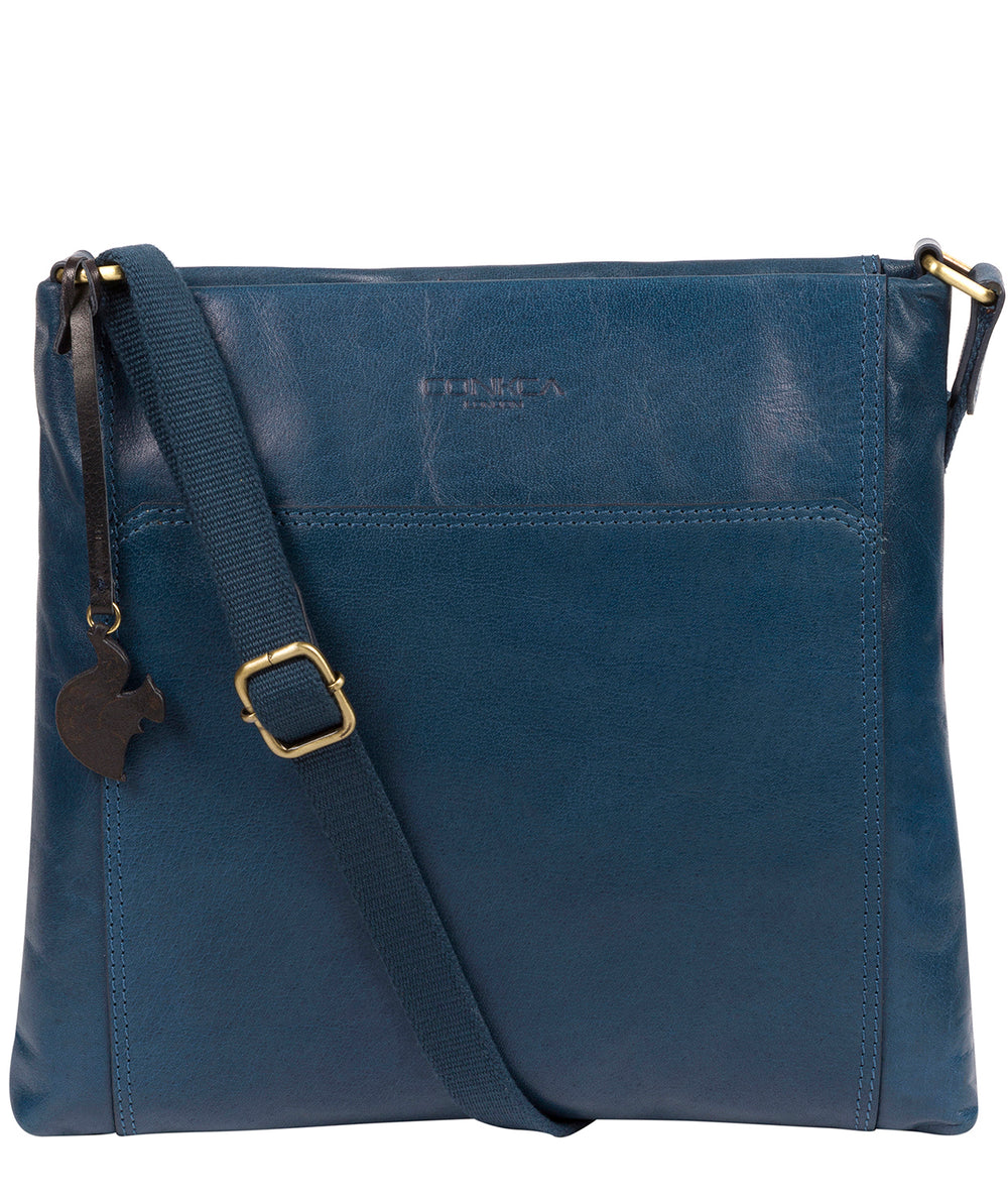 Blue Leather Crossbody Bag 'Lina' by Conkca London