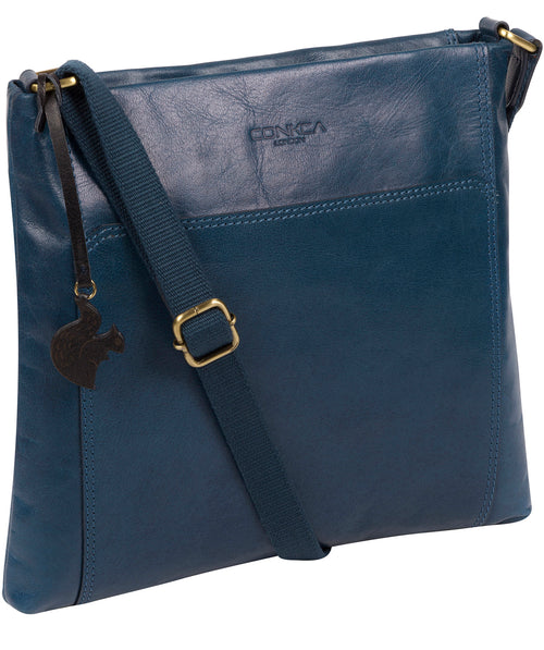 Blue Leather Crossbody Bag 'Lina' by Conkca London