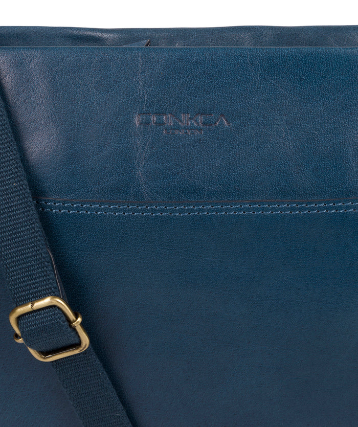 Blue Leather Crossbody Bag 'Lina' by Conkca London