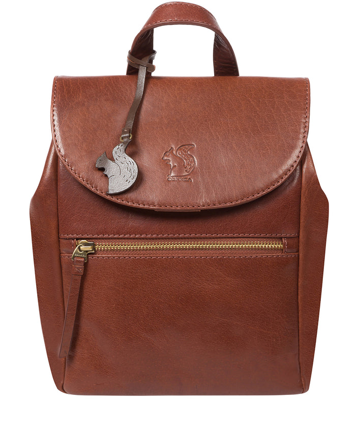 Brown Leather Backpack 'Simone' by Conkca London