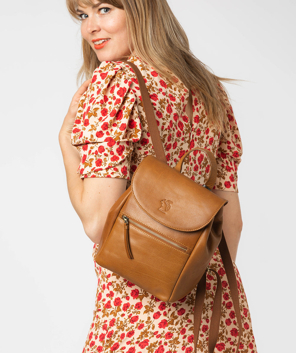 Tan Leather Backpack 'Simone' by Conkca London