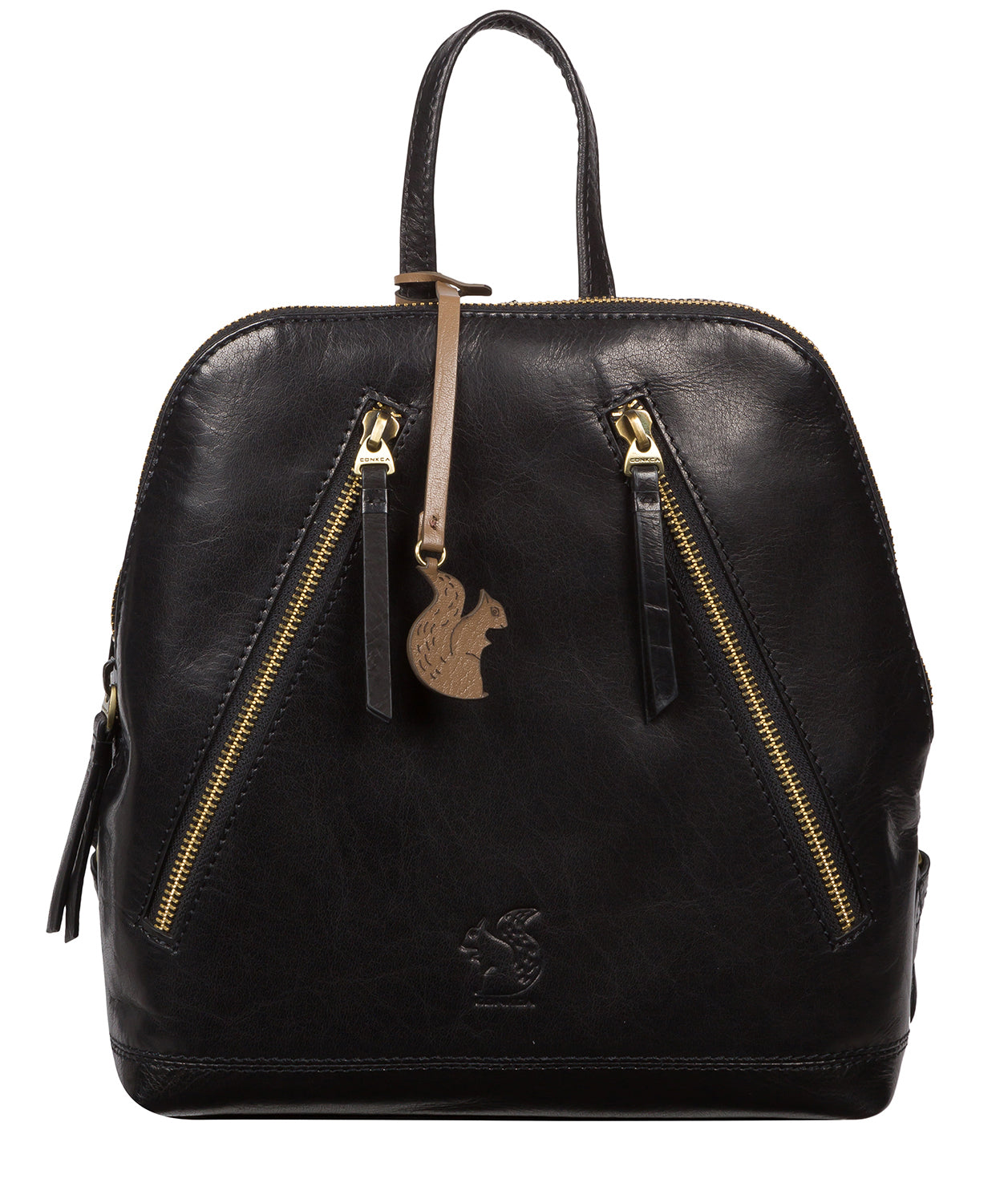 Black Leather Backpack 'Zoe' by Conkca London