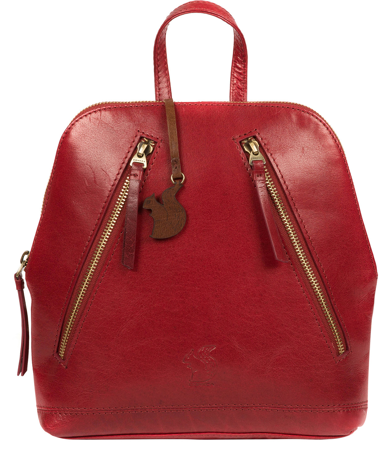 Red Leather Backpack 'Zoe' by Conkca London