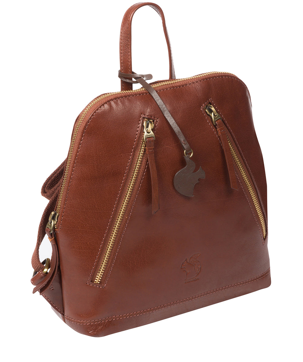 Brown Leather Backpack 'Zoe' by Conkca London