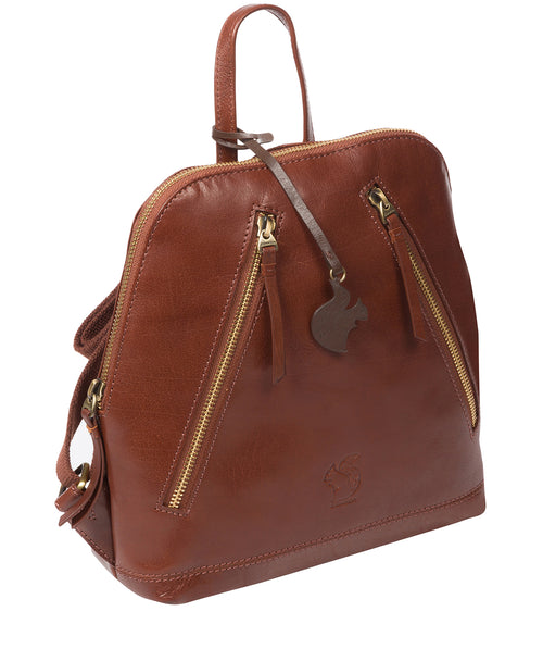 Conkca London Leather Backpack Zoe Conker Brown