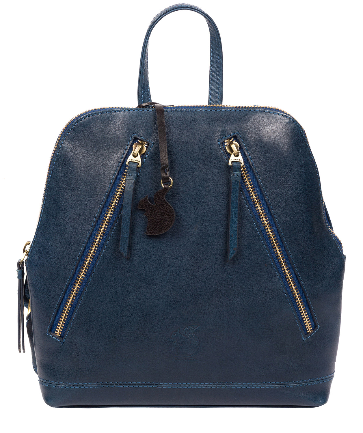 Blue Leather Backpack 'Zoe' by Conkca London