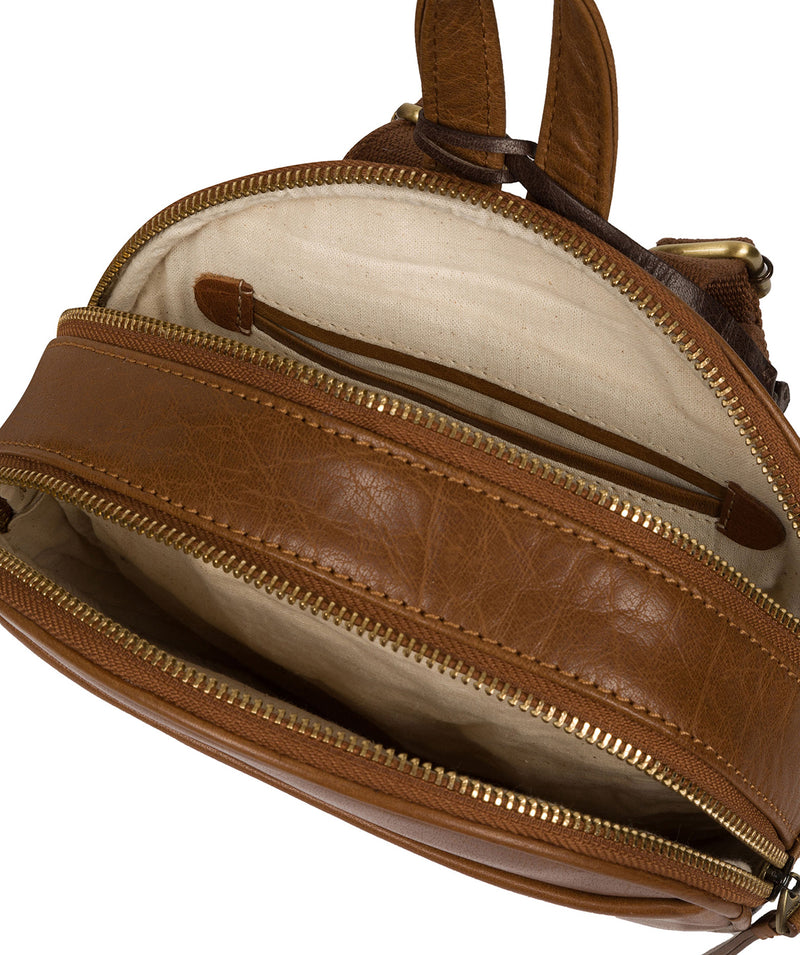 Tan Leather Backpack 'Hoop' by Conkca London