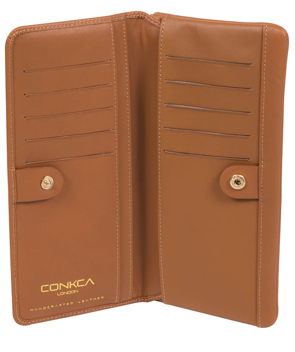 Conkca London Leather Bi-Fold Purse Saddle Tan