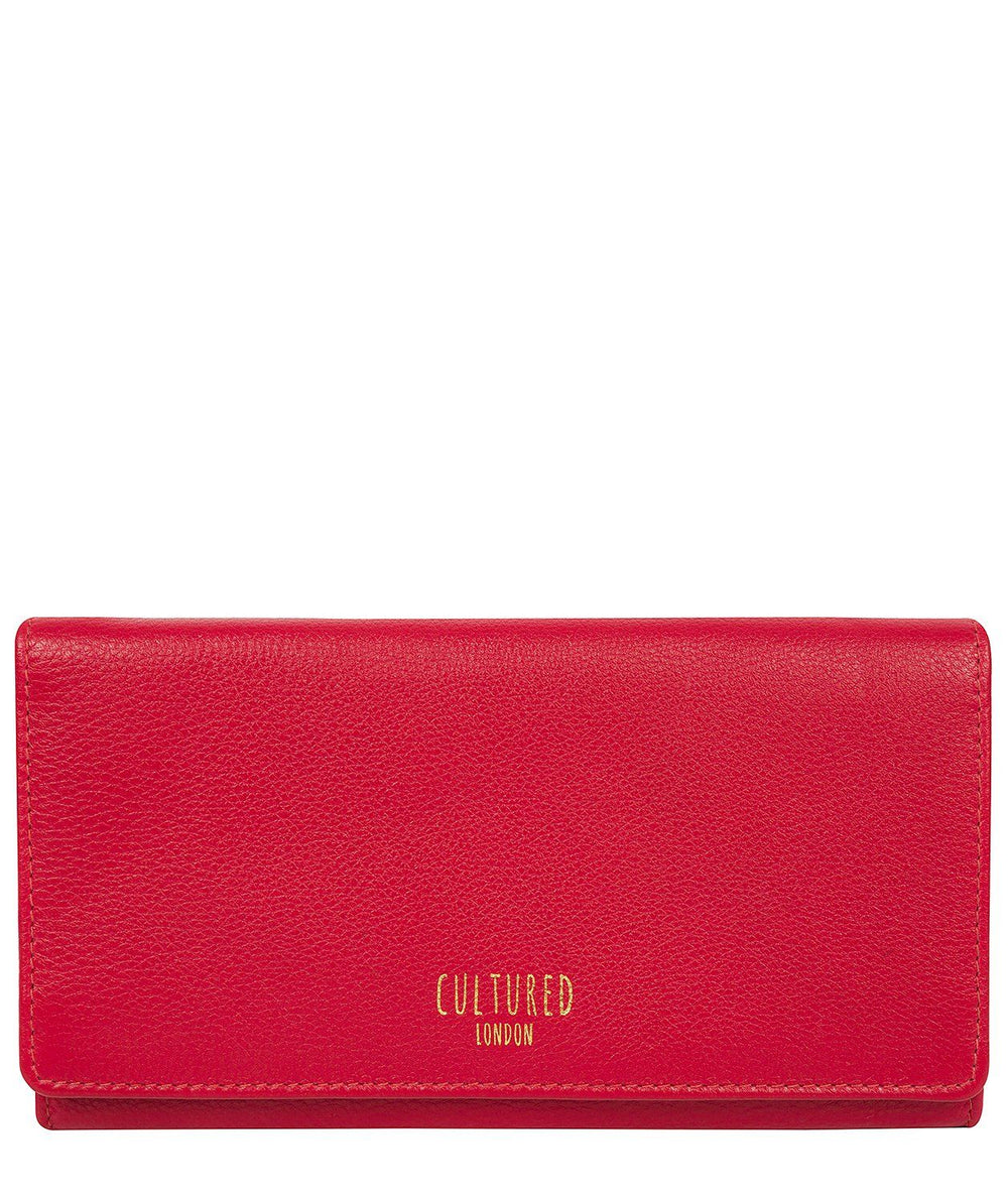 Red Leather Coin Holder Purse 'Harlow' by Cultured London