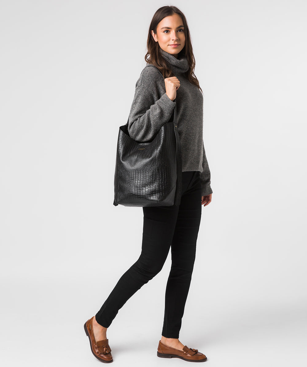 Black Leather Shoulder Bag 'Harrow' by Cultured London