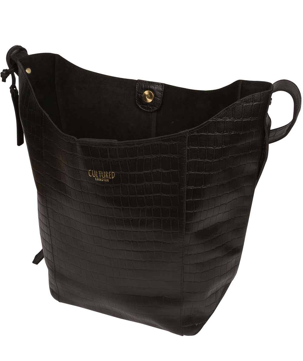 Black Leather Shoulder Bag 'Harrow' by Cultured London