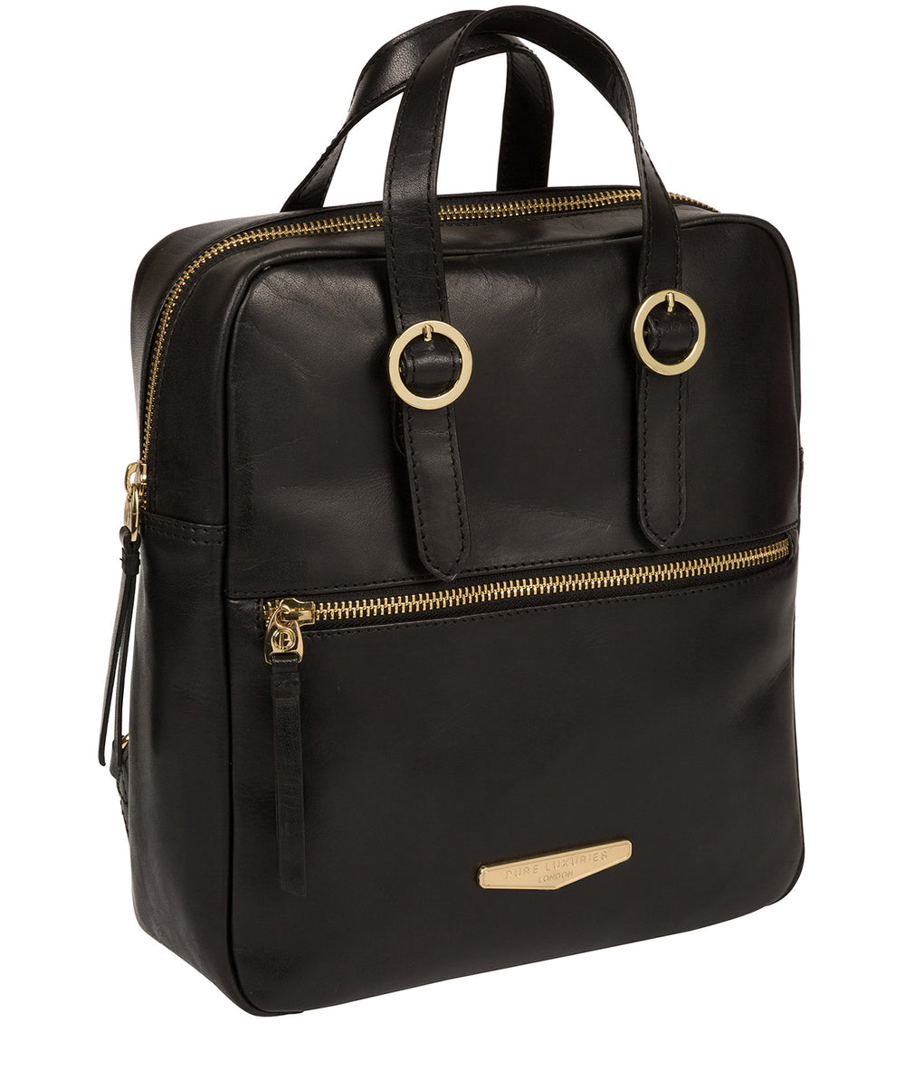 Black Leather Backpack 'Delfina' by Pure Luxuries