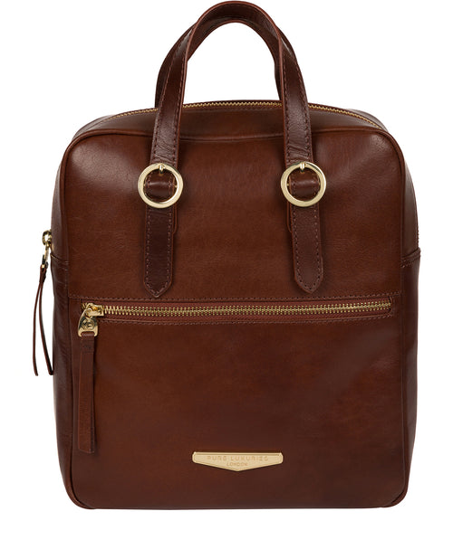 Brown Leather Backpack 'Delfina' by Pure Luxuries