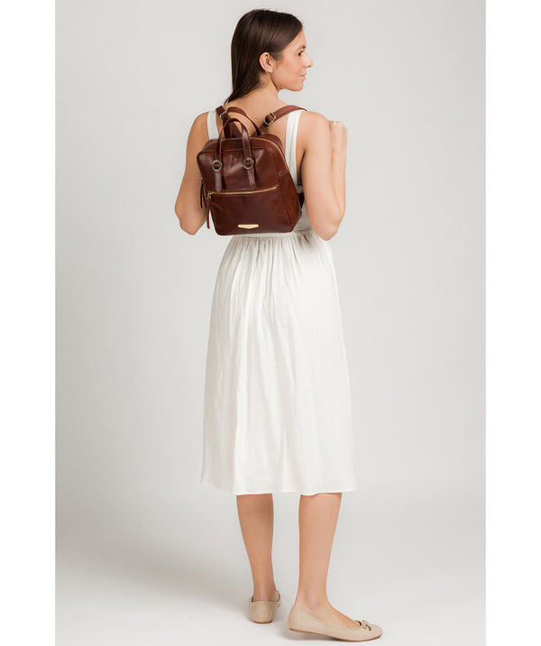 Brown Leather Backpack 'Delfina' by Pure Luxuries