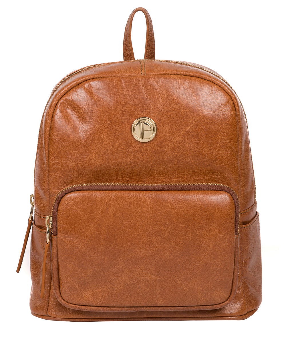 Tan Leather Backpack 'Cora' by Pure Luxuries