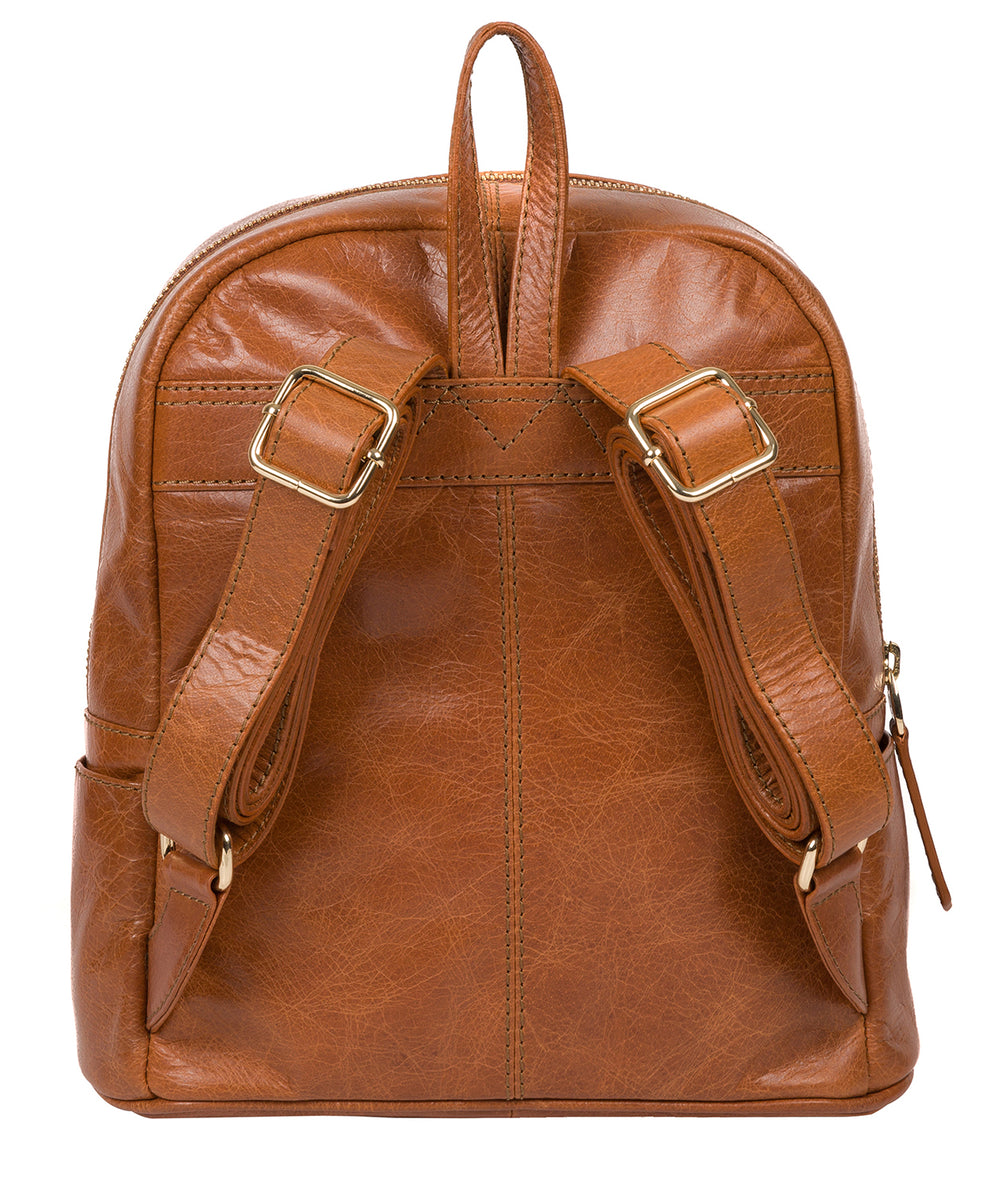 Tan Leather Backpack 'Cora' by Pure Luxuries