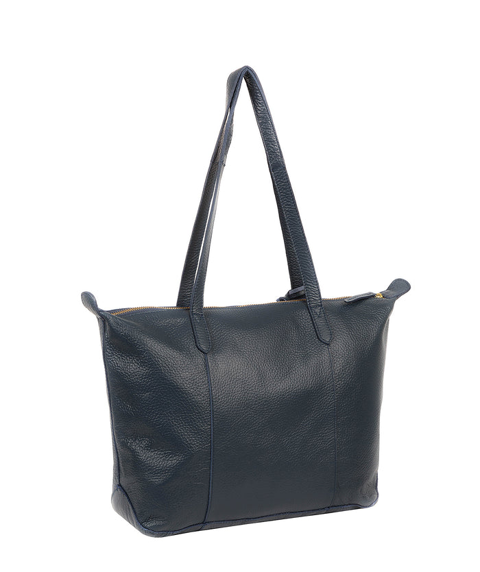 Blue Leather Tote Bag 'Oval' by Pure Luxuries