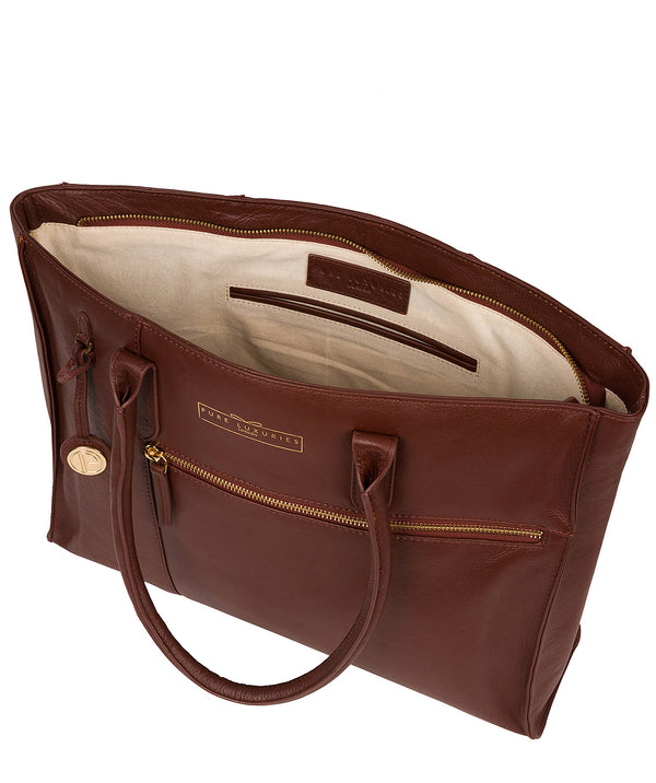 Chestnut Leather Tote Bag 'Buckingham' by Pure Luxuries