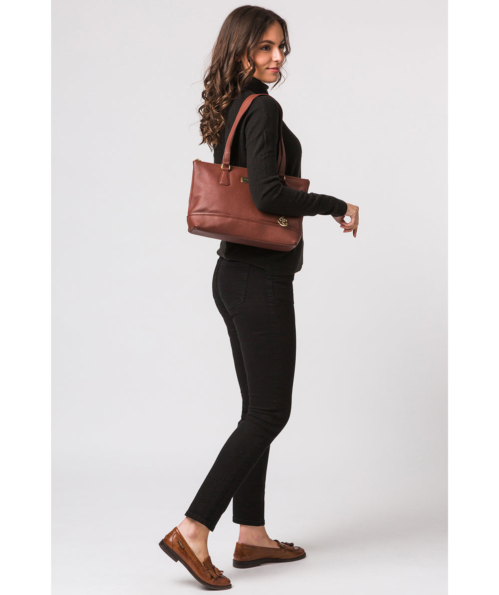 Chestnut Leather Handbag 'Keira' by Pure Luxuries