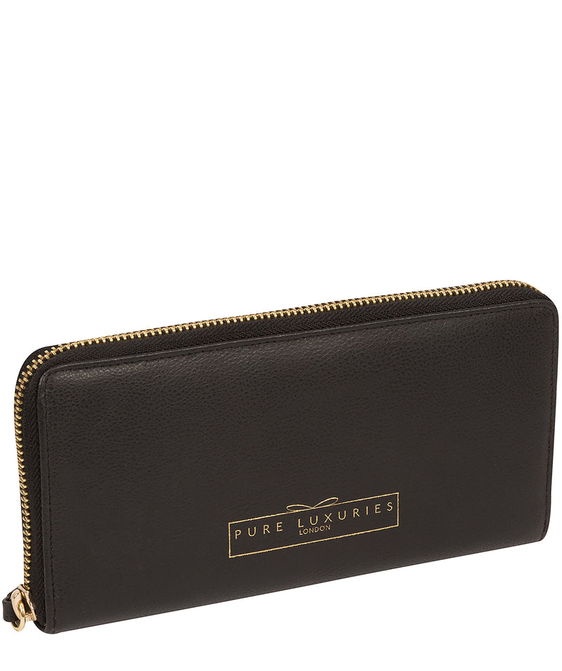 Black Leather Zip Round Purse 'Frieda' by Pure Luxuries