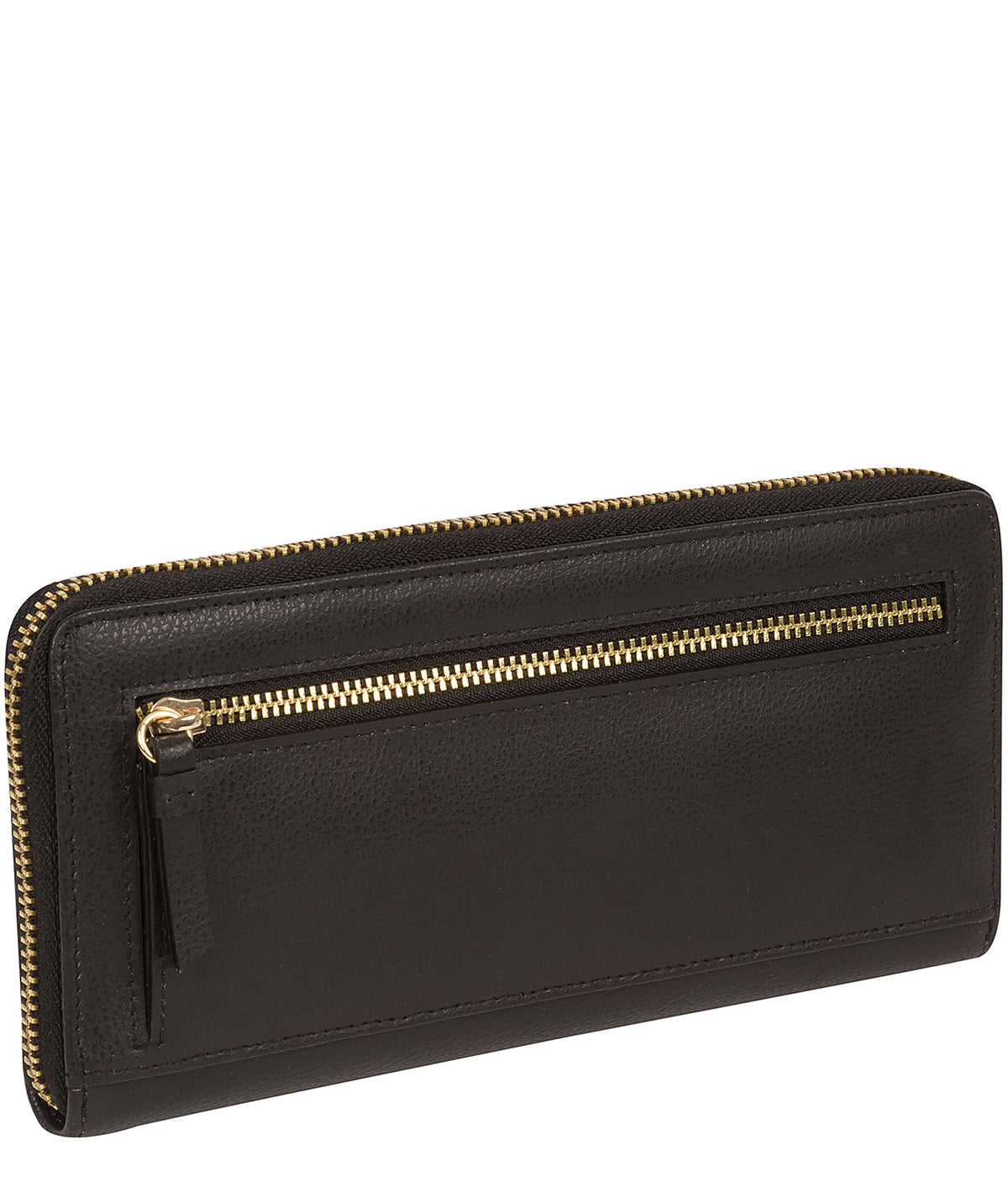 Black Leather Zip Round Purse 'Frieda' by Pure Luxuries