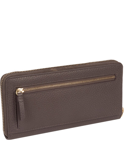 Grey Leather Zip Round Purse 'Frieda' by Pure Luxuries