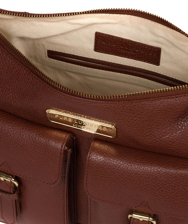 Chestnut Leather Shoulder Bag 'Jenna' by Pure Luxuries