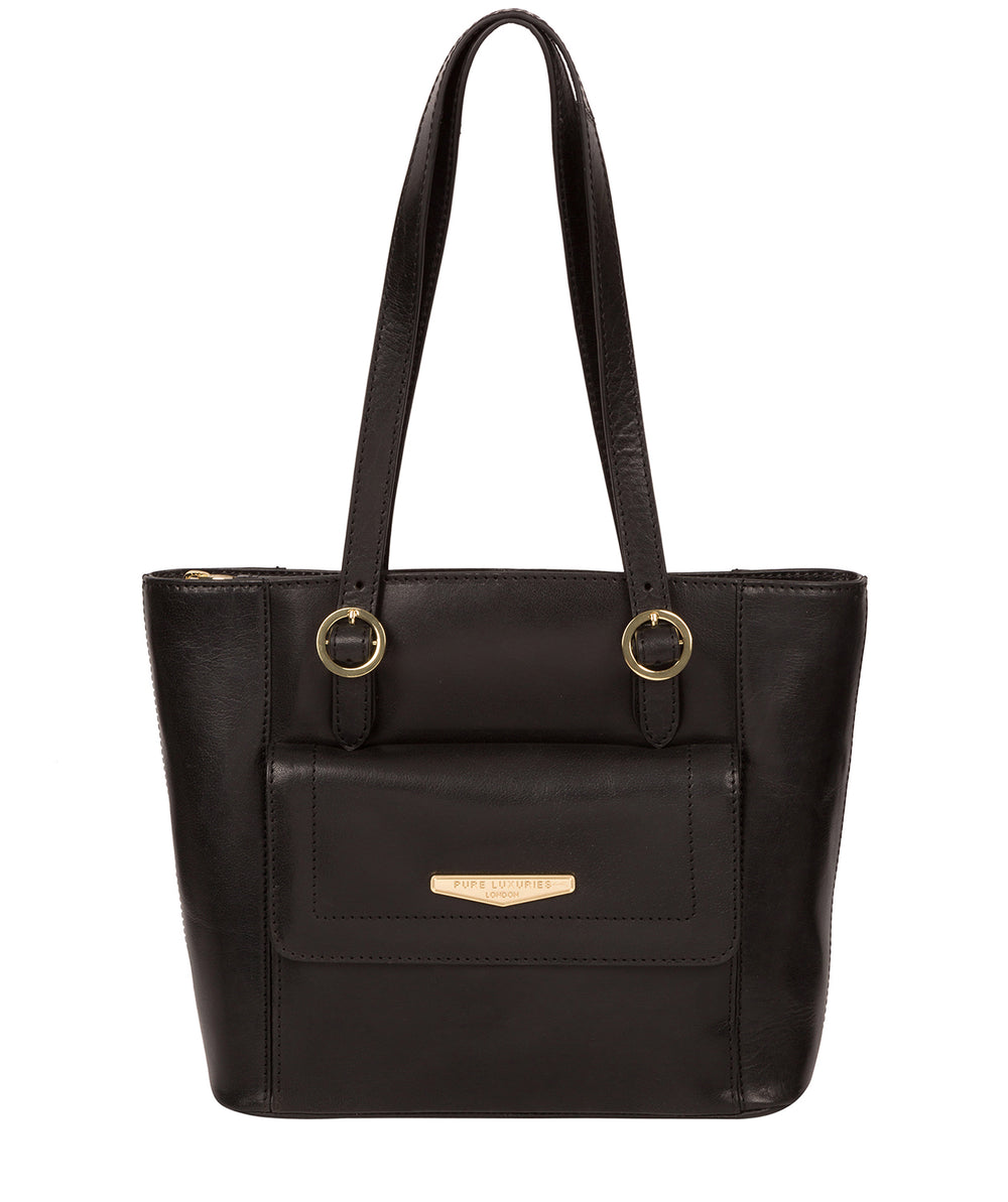 Black Leather Handbag 'Penelope' by Pure Luxuries