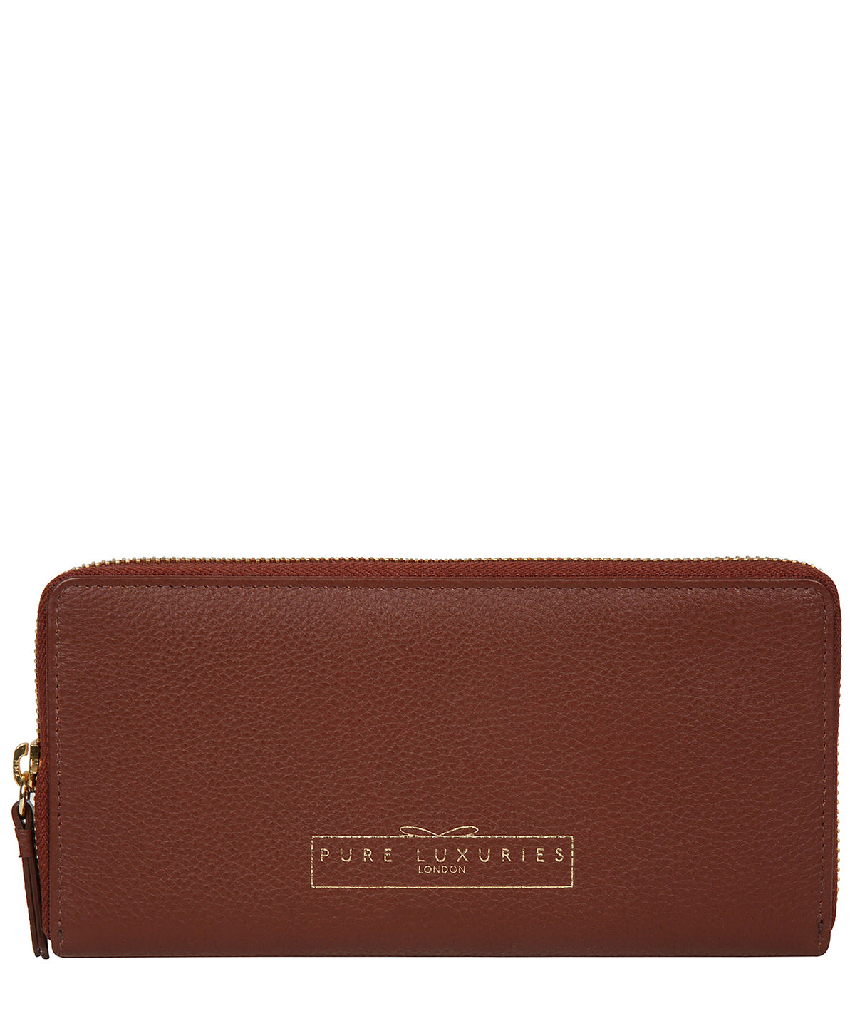 Chestnut Leather Zip Round Purse 'Frieda' by Pure Luxuries