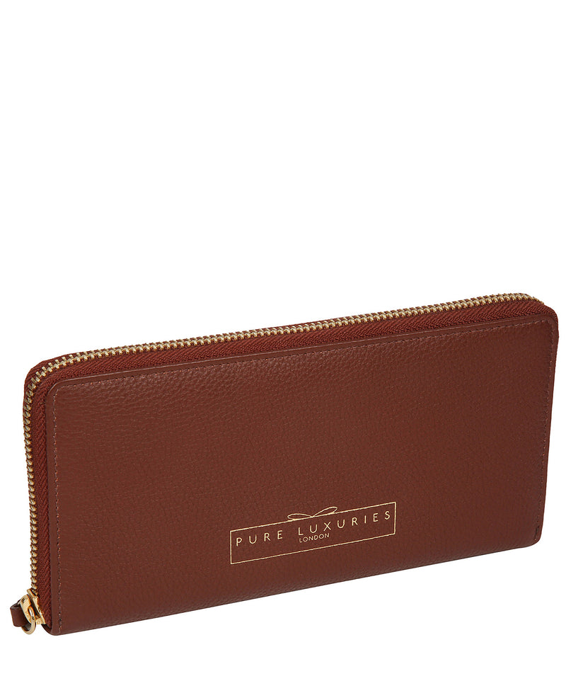Chestnut Leather Zip Round Purse 'Frieda' by Pure Luxuries