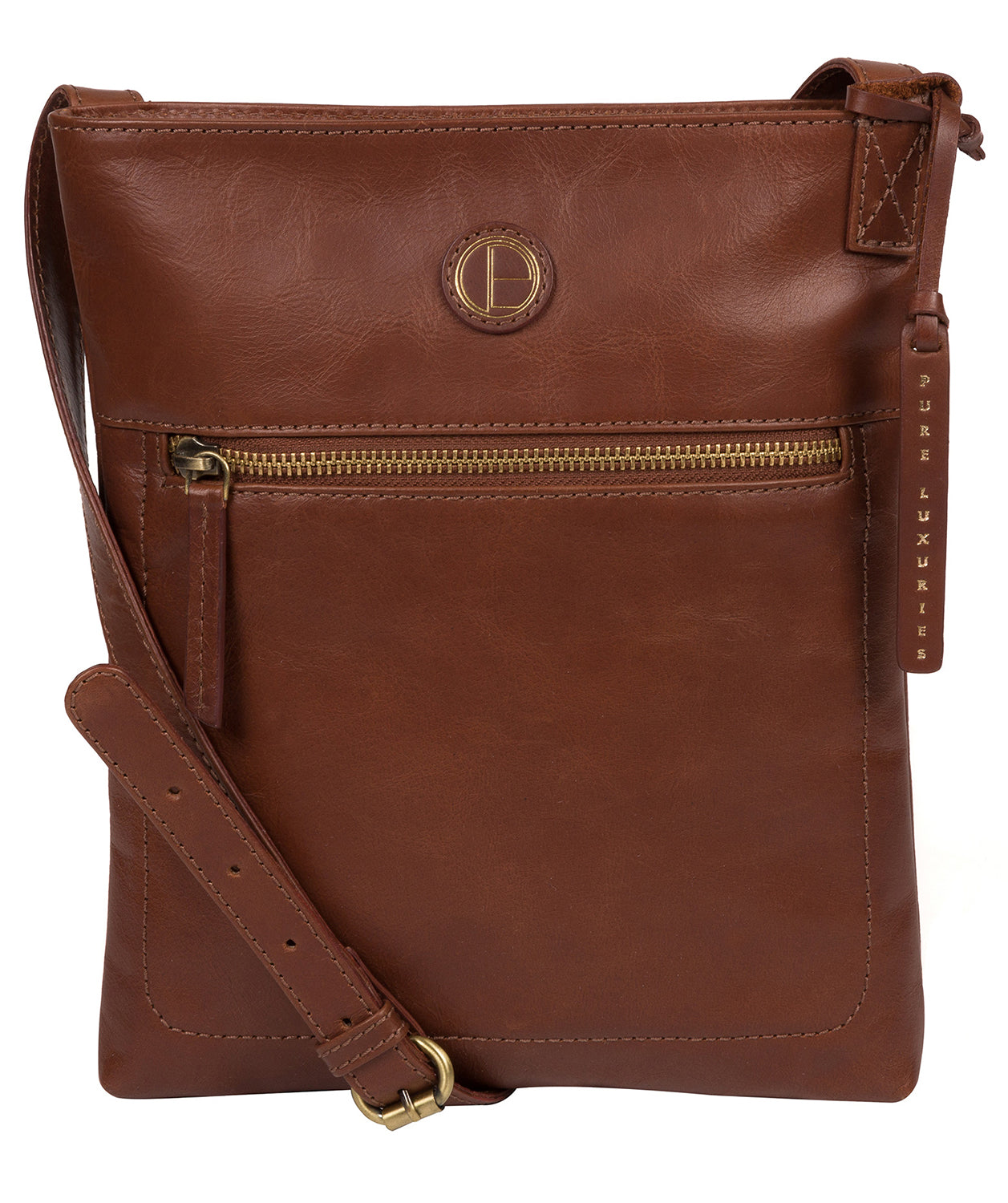 Brown Leather Crossbody Bag 'Knook' by Pure Luxuries